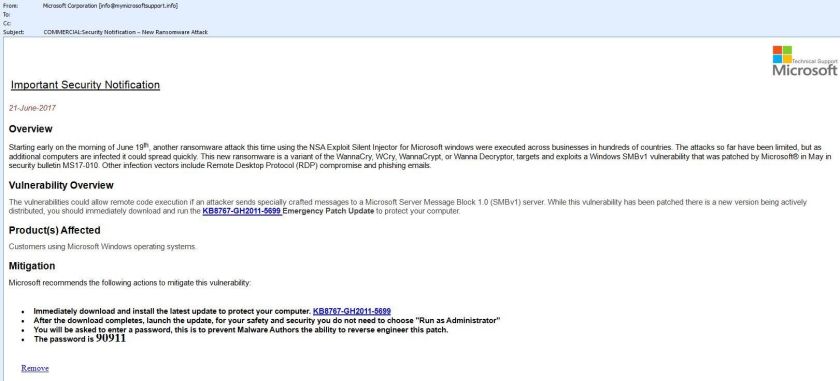Scam Email – Microsoft Security Notification – Well Eye Never