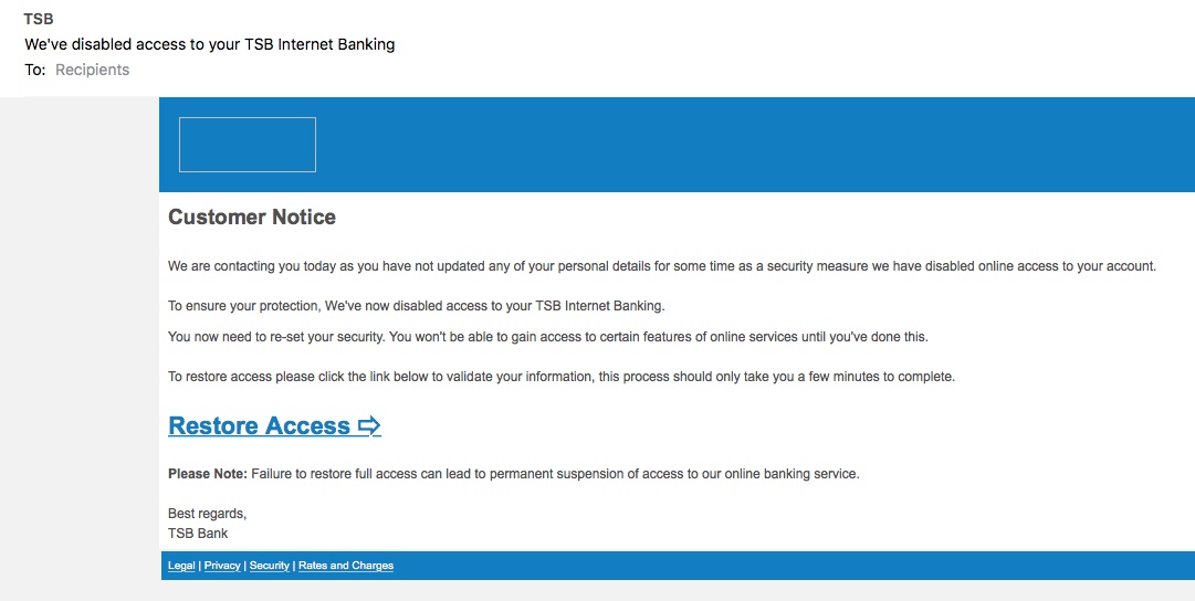 Scam Emails – TSB – Well Eye Never